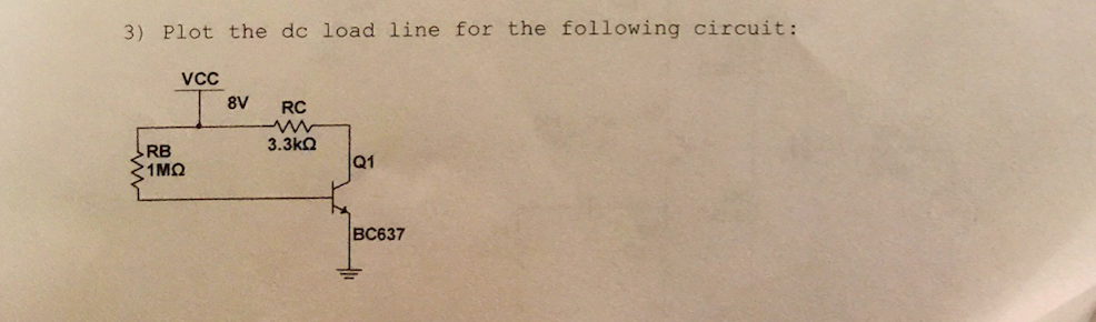 Solved Plot the dc load line for the following circuit: | Chegg.com