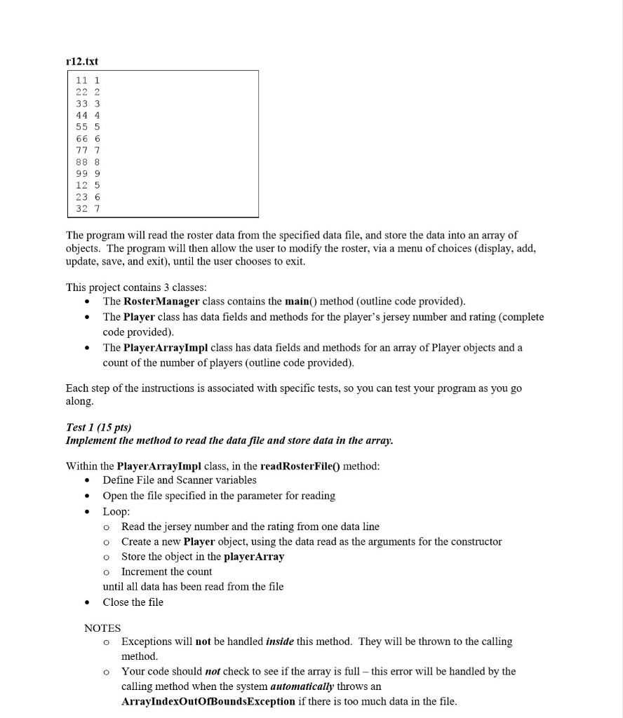 ...Player.java... /** * Class Player defines | Chegg.com