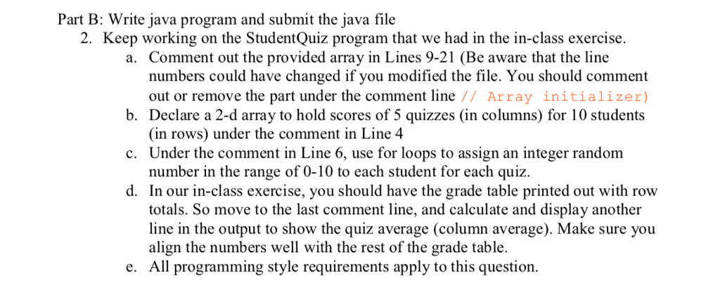 Solved Part B Write Java Program And Submit The Java File