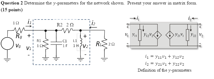 Solved Determine the y-parameters for the network shown. | Chegg.com