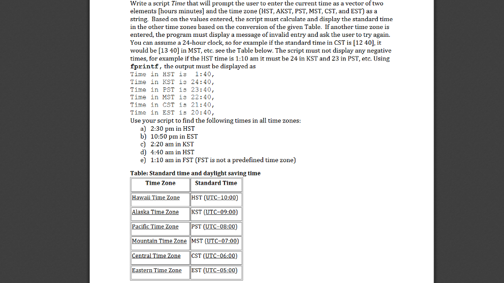 Write a script Time that will prompt the user to | Chegg.com