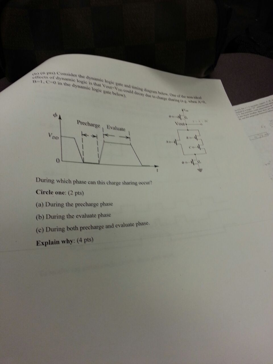 Consider the dynamic logic gate and timing diagram | Chegg.com
