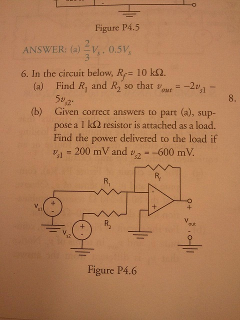 Solved In the circuit below, Rf = 10 kohm. Find R1 and R2 | Chegg.com
