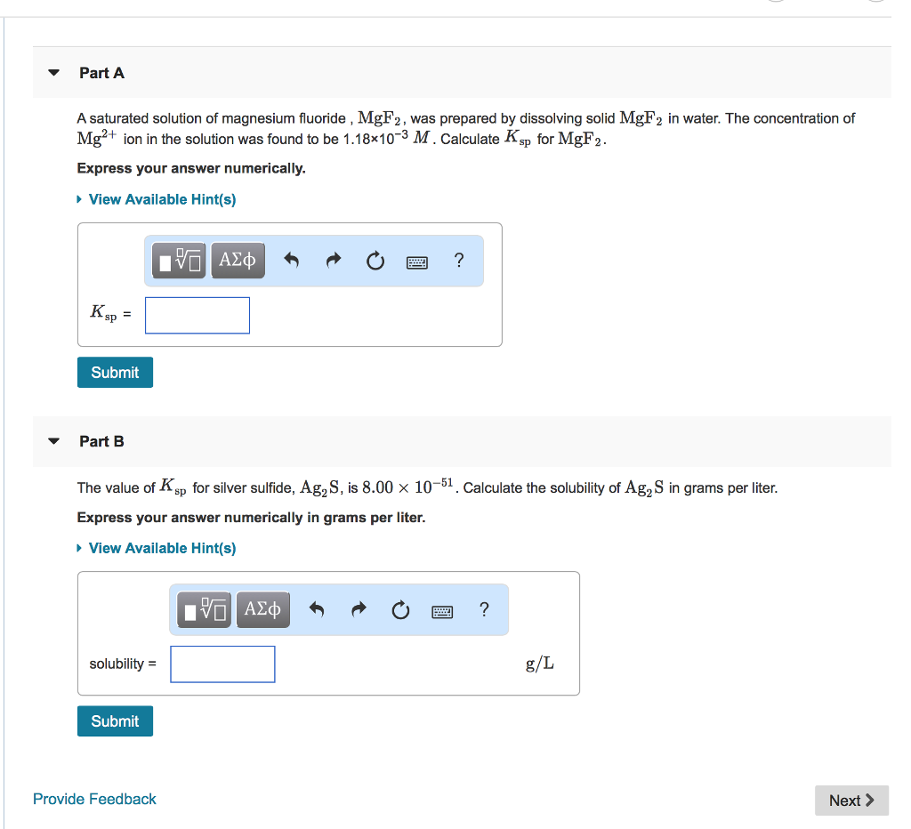 Solved Part A A saturated solution of magnesium fluoride, | Chegg.com