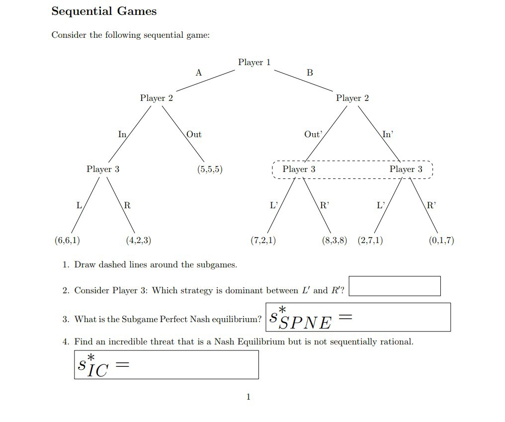 Solved Sequential Games Consider the following sequential | Chegg.com Solved Sequential Games Consider the following sequential | Chegg.com