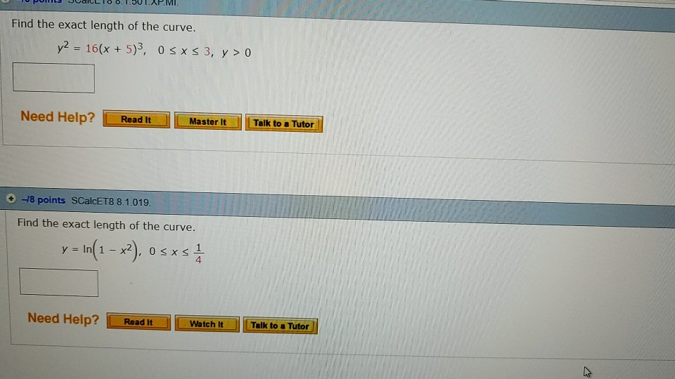 Solved Find the exact length of the curve. y2 = 16(x + 5)3, | Chegg.com