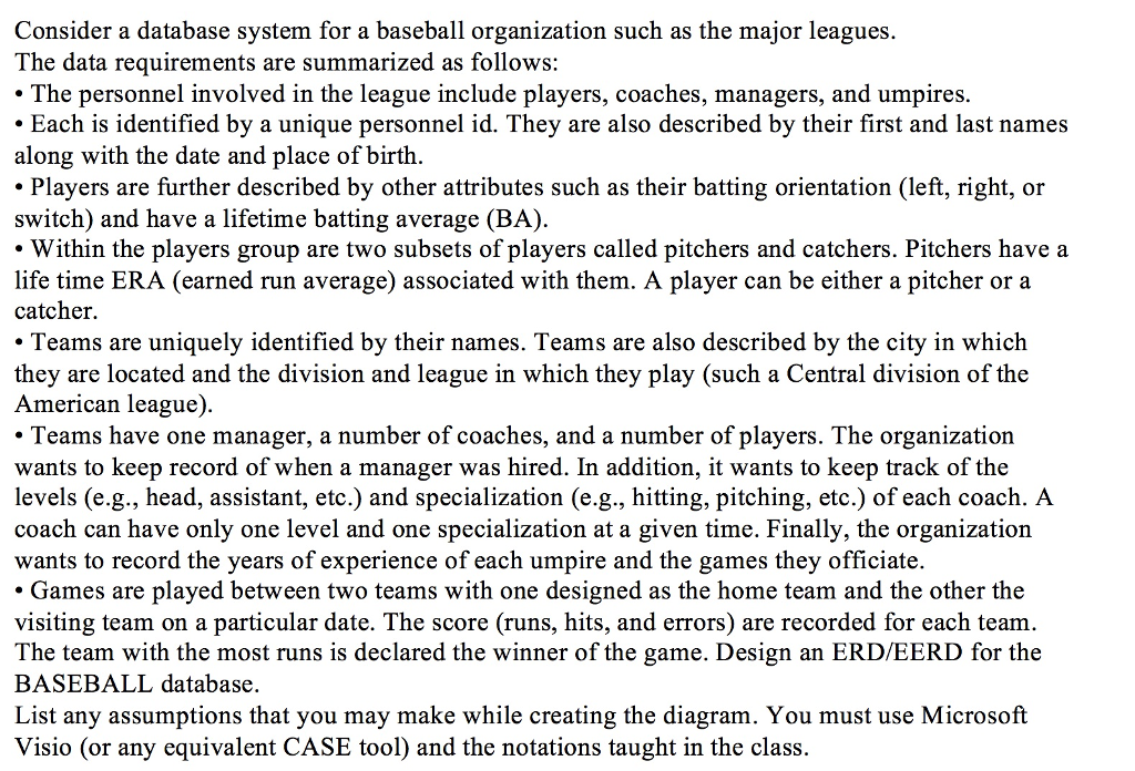 Solved Create an ER Diagram using visio, and list entity | Chegg.com