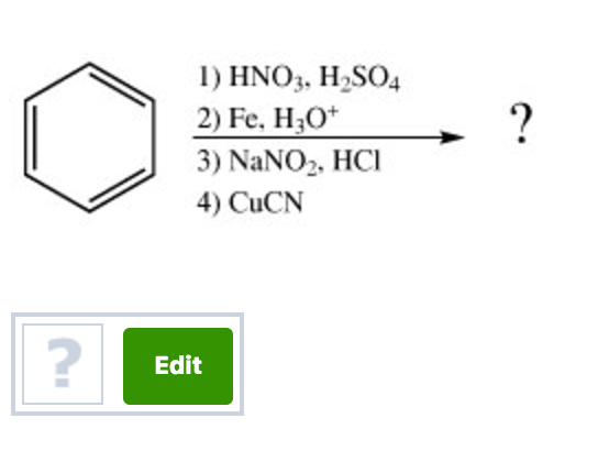 Solved I) HNO. H2SO4 2) Fe, H30 3) NaNO2. HCI 4) CuCN 2 Edit | Chegg.com
