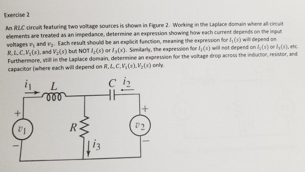Solved Exercise 2 An RLC circuit featuring two voltage | Chegg.com