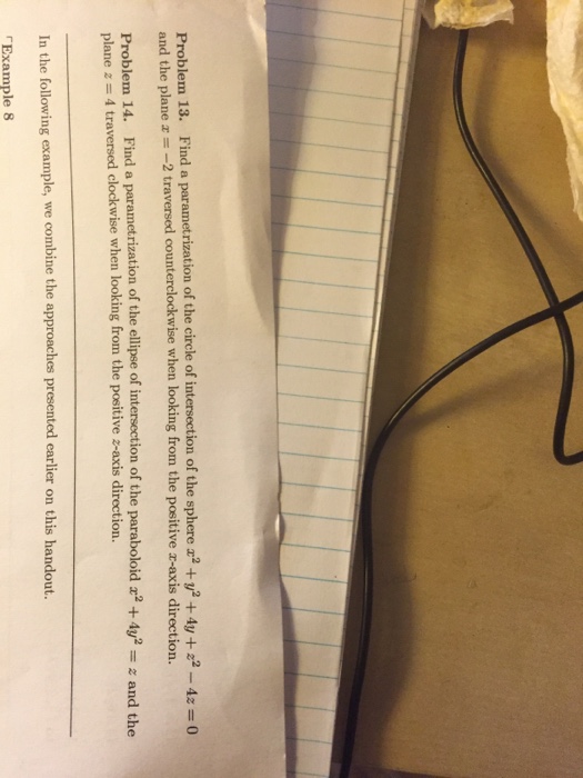 Solved Find A Parameterization Of The Circle Of Intersection