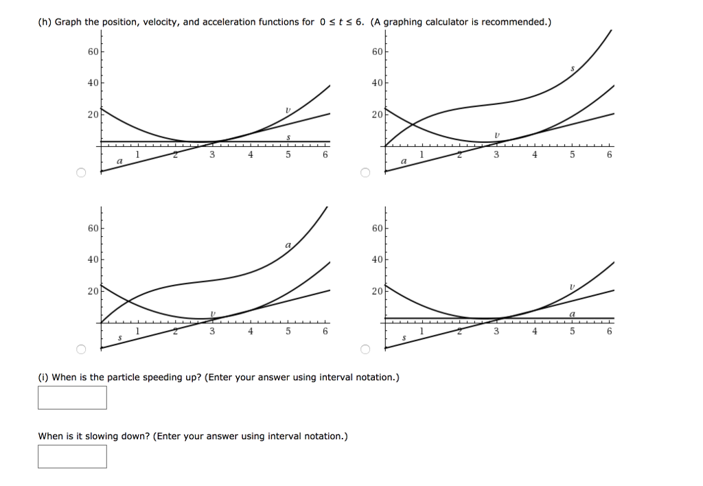 Solved (h) Graph the position, velocity, and acceleration | Chegg.com