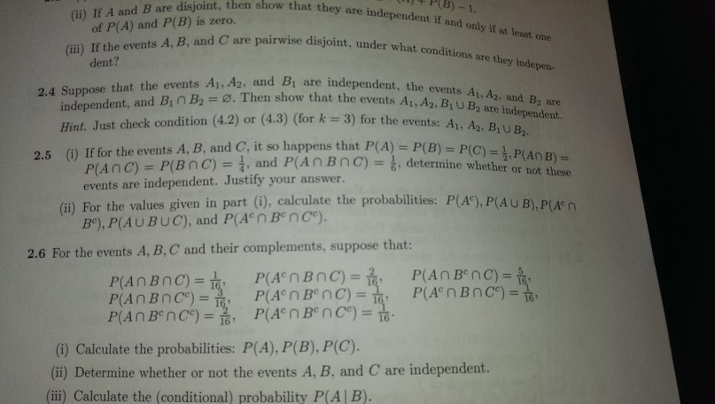 Solved If A and B are disjoint, then show that they are | Chegg.com
