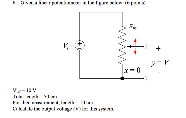 Solved Given a linear potentiometer in the figure below: | Chegg.com