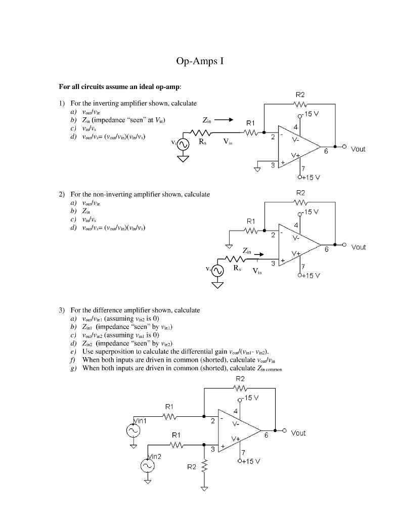 Solved For all circuits assume an ideal op-amp: For the | Chegg.com