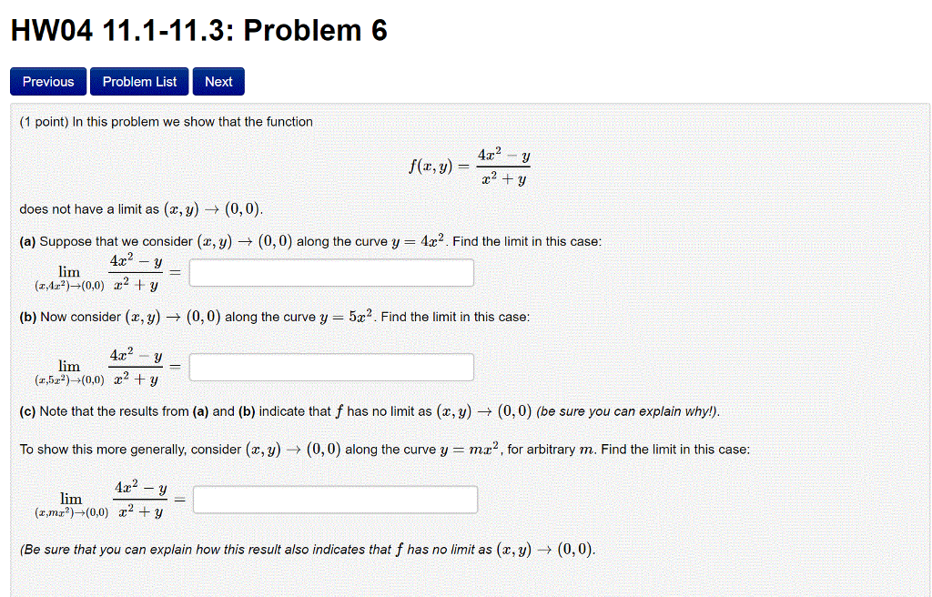 Solved HW04 11.1-11.3: Problem 6 Previous Problem List Next | Chegg.com