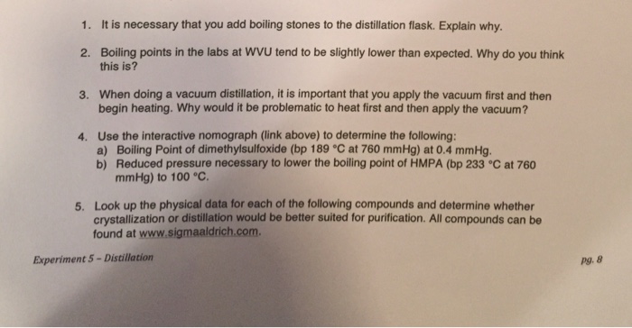 Solved 1· It is necessary that you add boiling stones to the | Chegg.com
