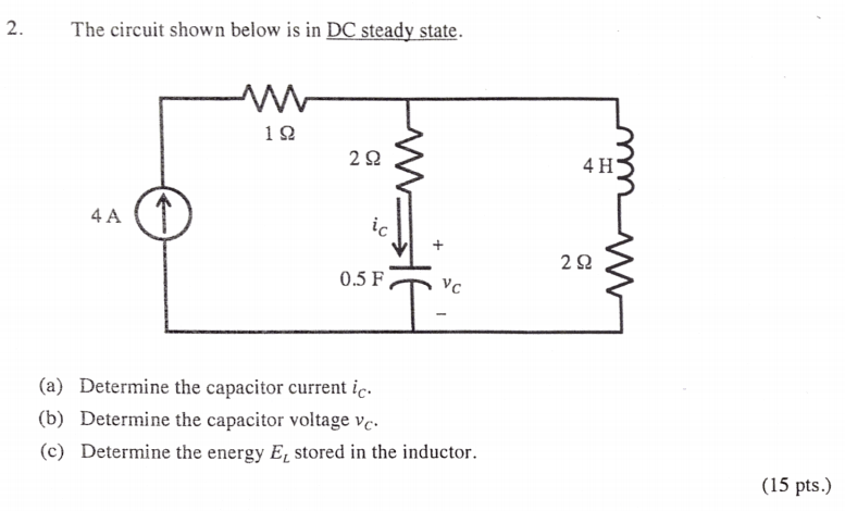 Solved 2.The circuit shown below is in DC steady state 1? 2 | Chegg.com