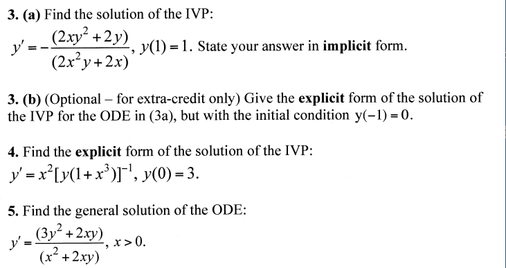 Solved Find the solution of the IVP: y' = - | Chegg.com