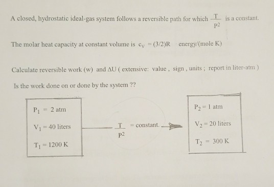 Solved A closed, hydrostatic ideal-gas system follows a | Chegg.com