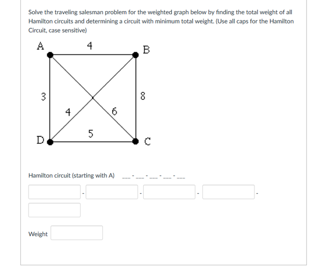 Solved Solve the traveling salesman problem for the weighted | Chegg.com