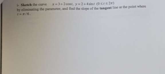 Solved i- Sketch the curve -3+2cost, y 2+4sint (0 sts2r) by | Chegg.com