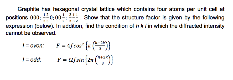 Graphite has hexagonal crystal lattice which contains | Chegg.com