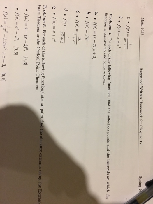 Solved For each of the following functions, find the | Chegg.com