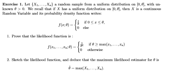 Solved Let {X_1, ..., X_n} a random sample from a uniform | Chegg.com