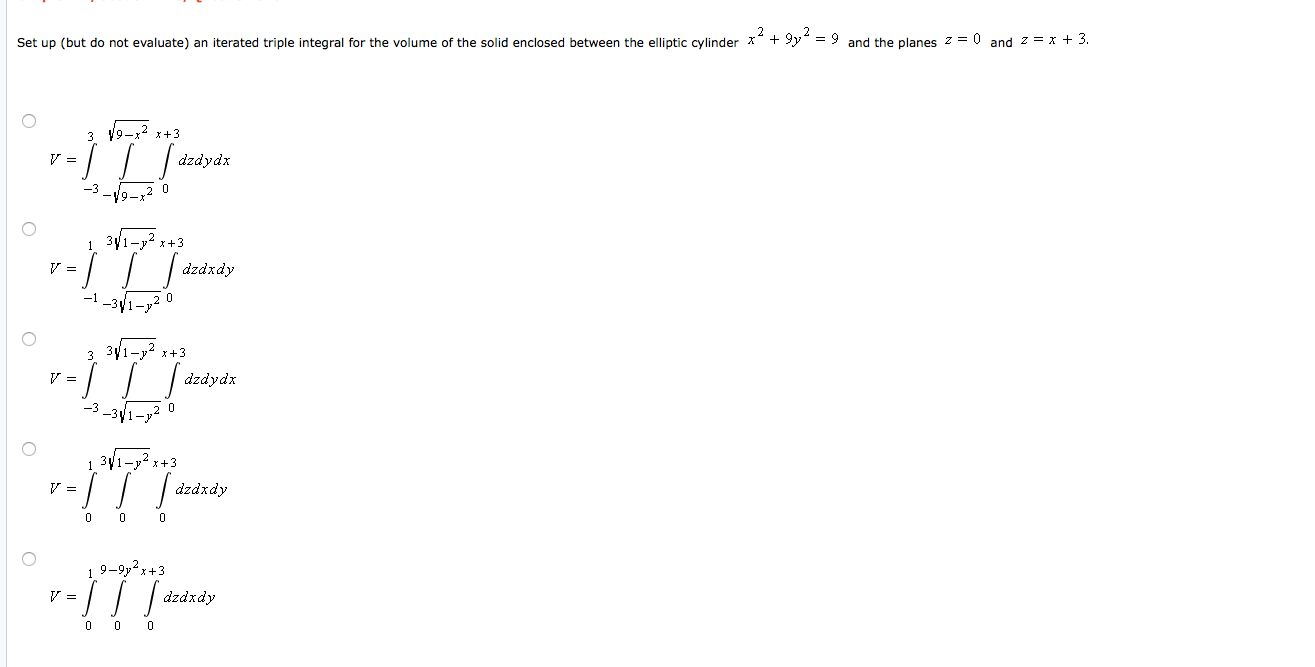 Solved Set up (but do not evaluate) an iterated triple | Chegg.com