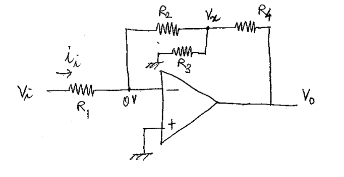 Solved An inverting circuit is shown below with a T-network | Chegg.com