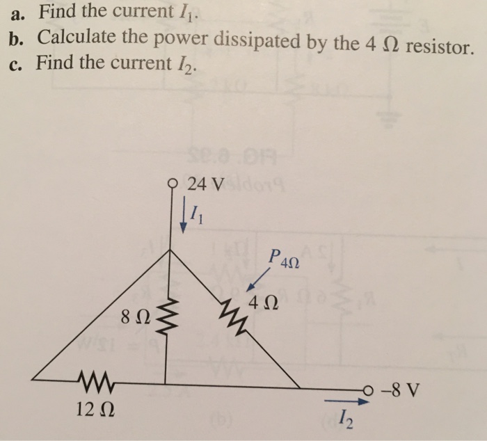 Solved Find the current I_1. Calculate the power dissipated | Chegg.com