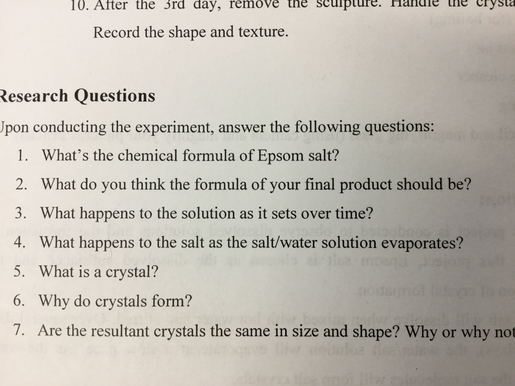 Upon conducting the experiment, answer the following | Chegg.com
