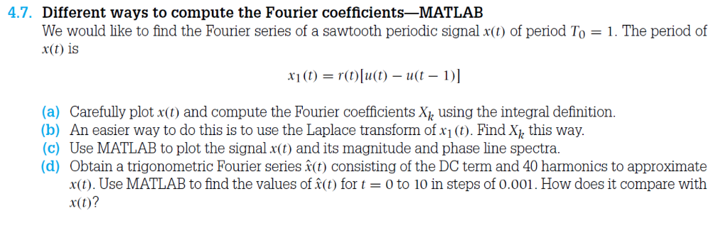 Different ways to compute the Fourier coefficients - | Chegg.com