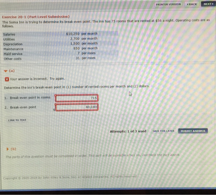 Solved Exercise 20-1 (Part level Submission) The Soma Inn | Chegg.com