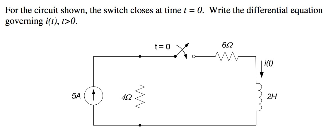 Solved For the circuit shown, the switch closes at time t = | Chegg.com