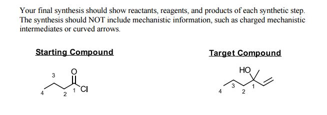 Solved Create a synthesis of the target compound using the | Chegg.com