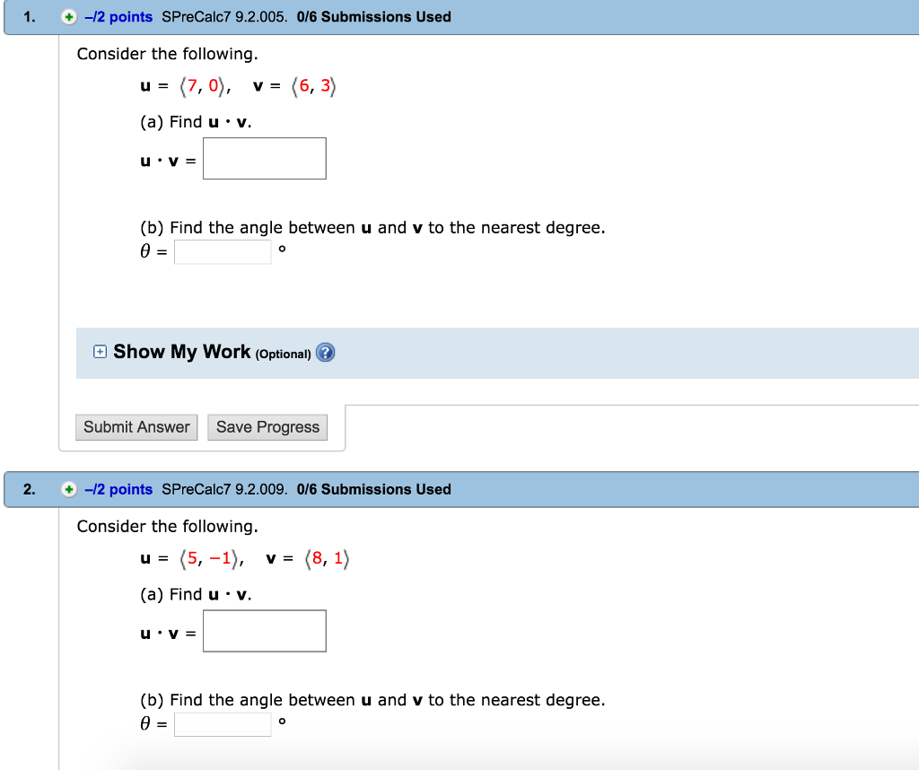 Solved Consider the following. u = (7, 0), v = (6, 3) Find u | Chegg.com Solved Consider the following. u = (7, 0), v = (6, 3) Find u | Chegg.com