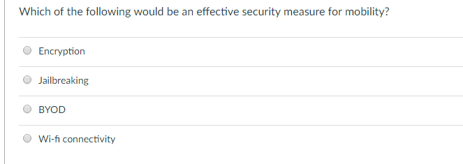 Solved Which of the following would be an effective security | Chegg.com