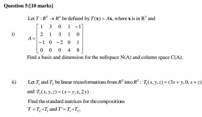 Solved Please answer the following linear algebra questions | Chegg.com