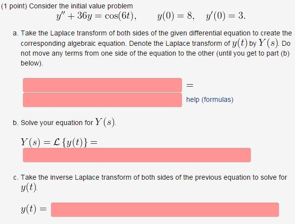 Solved Consider the initial value problem y" + 36 y = | Chegg.com