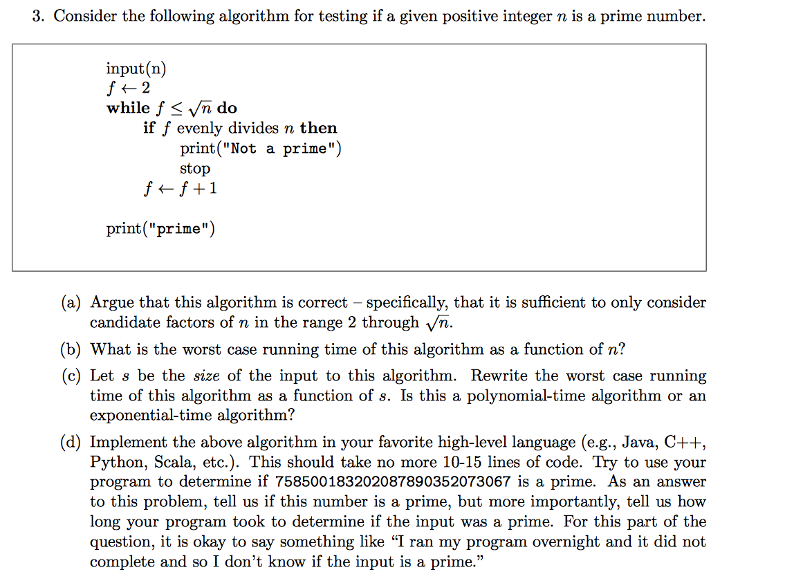Consider The Following Algorithm For Testing If A 4723
