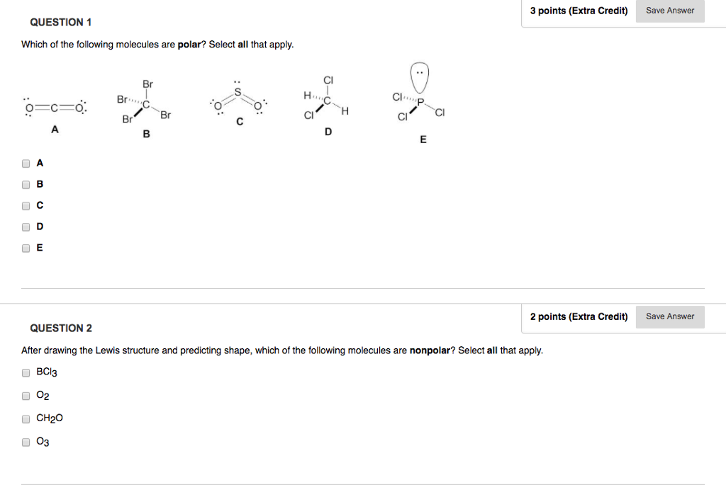 Molecular Geometry Polarity Multiple Choice Questions