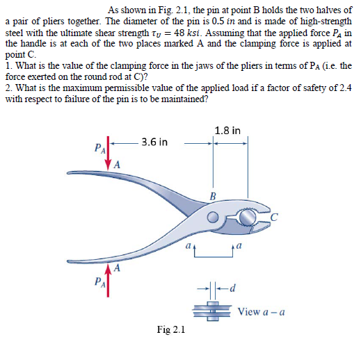 Solved As shown in Fig. 2.1? the pin at point B holds the | Chegg.com