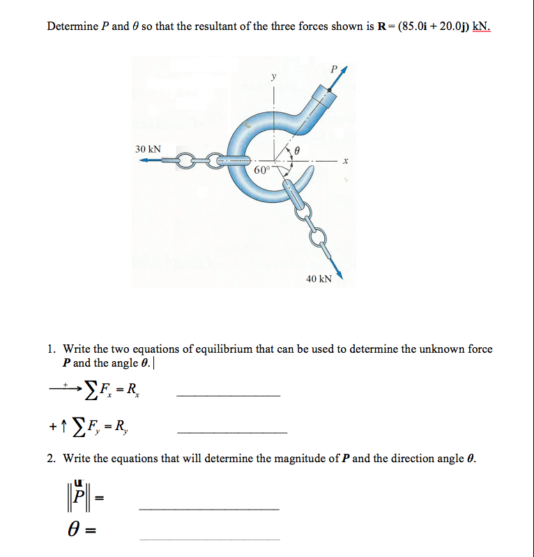 Determine P and theta so that the resultant of the | Chegg.com