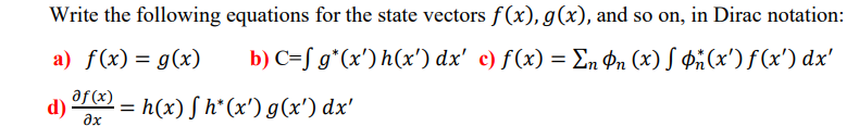 Solved Write the following equations for the state vectors | Chegg.com