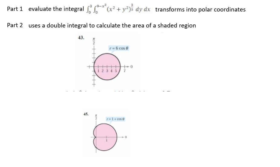 Solved Part 1 evaluate the integral dx transforms into polar | Chegg.com