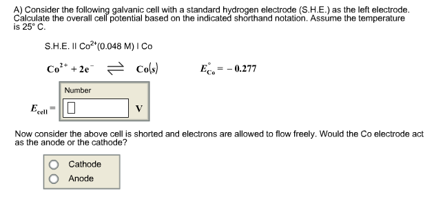 Solved Consider the following galvanic cell with a standard | Chegg.com