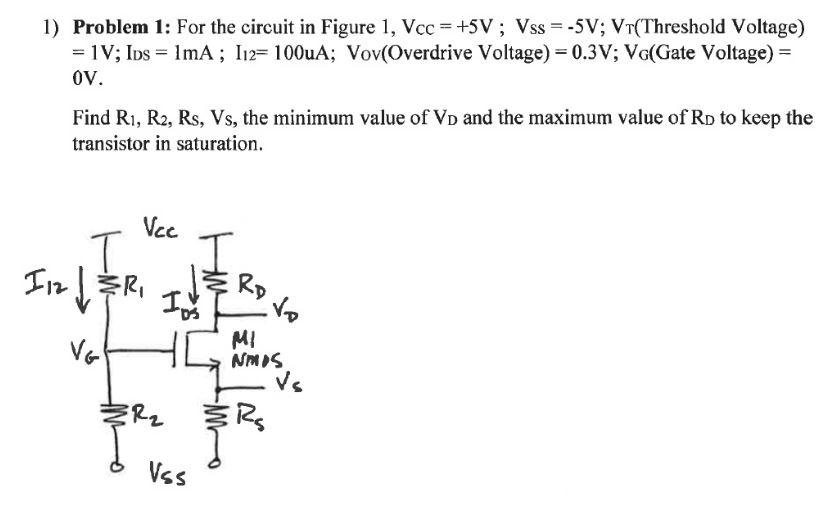 Solved For the circuit in figure 1, Vcc= +5 v; Vss=-5 v; | Chegg.com
