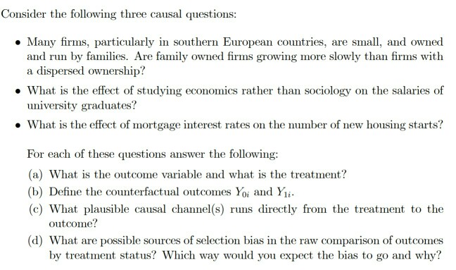 Solved Consider the following three causal questions: . Many | Chegg.com
