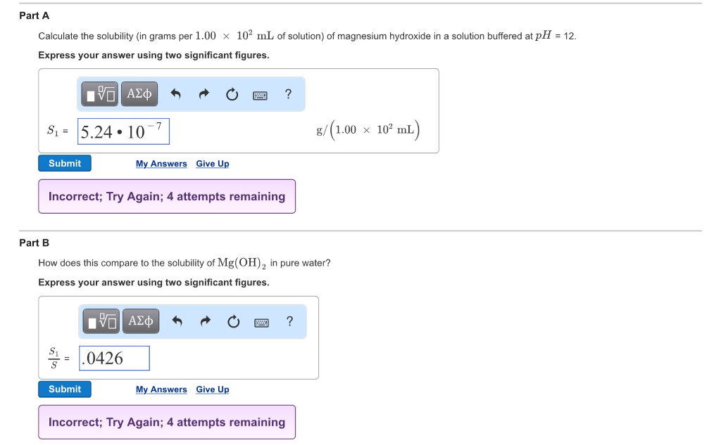 Solved Calculate the solubility (in grams per 1.00 times | Chegg.com
